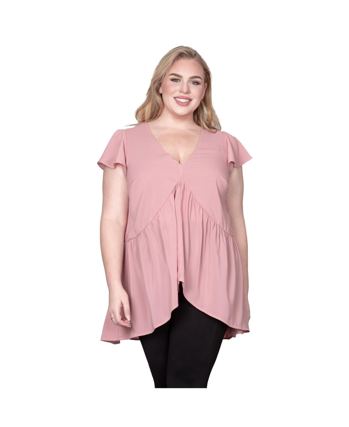 Click here for Standards & Practices Plus Size Deep V-Neck Ruffle... prices
