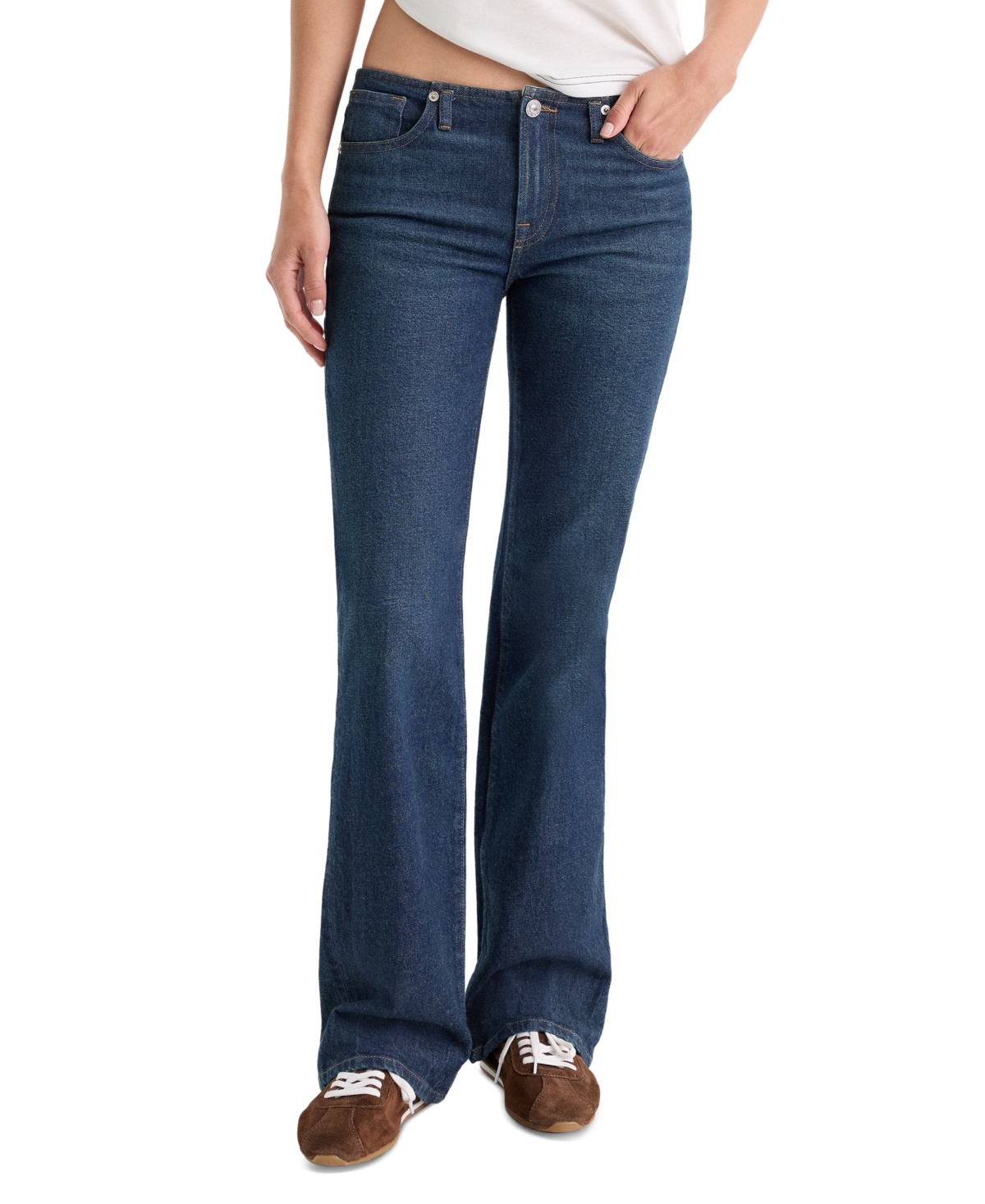Click here for Good American Womens Low-Rise Bootcut Ghost-Waistb... prices