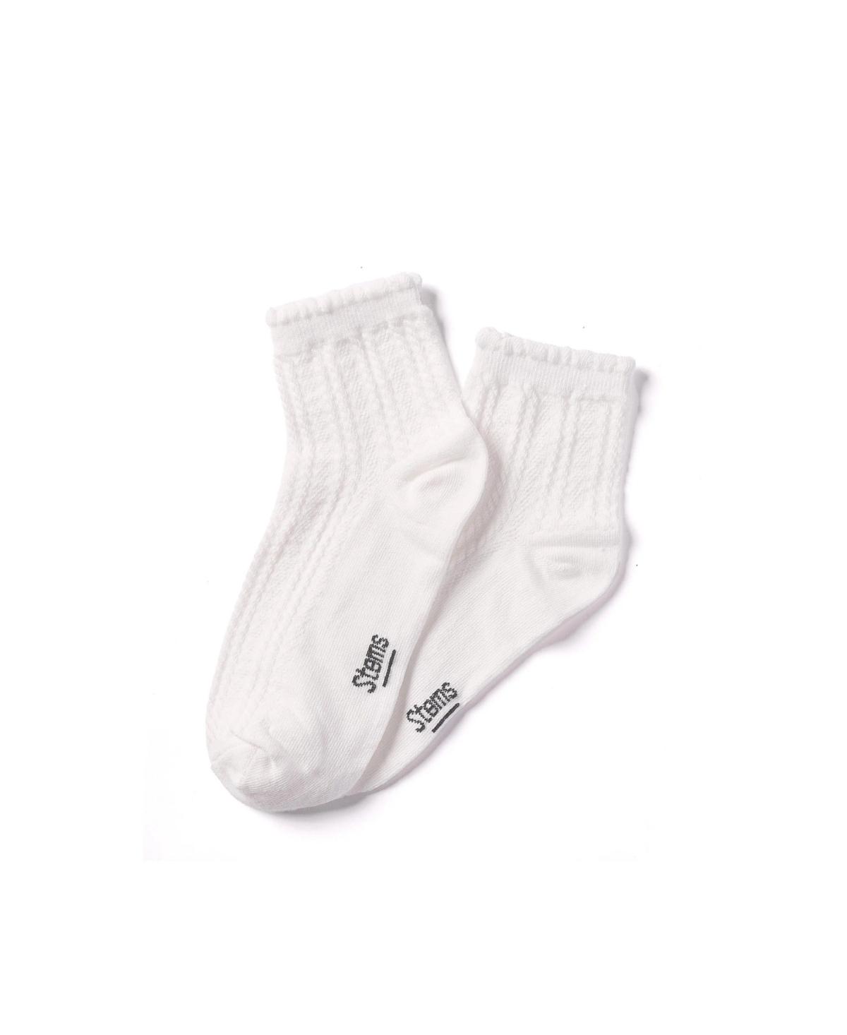 Click here for Stems Womens Pointelle Ruffled Crew Socks - Ivory prices