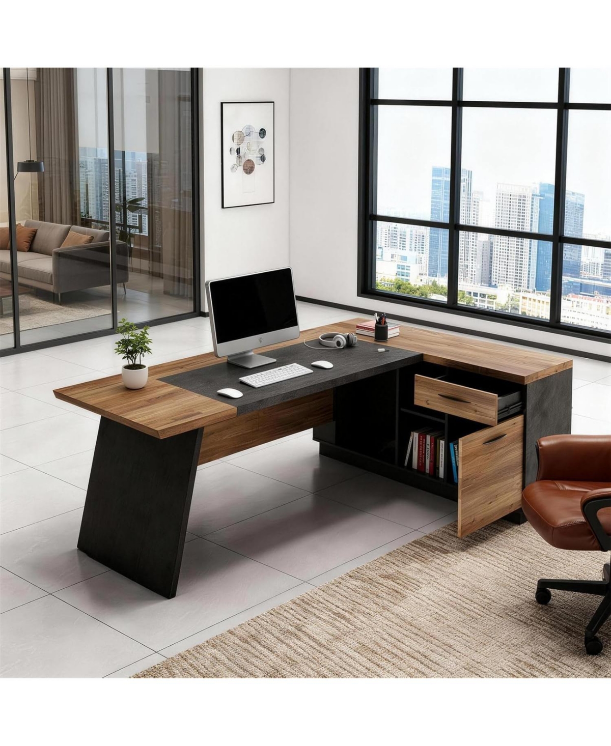 Click here for Logicfox Large Office Desk Modern Computer Desk Se... prices