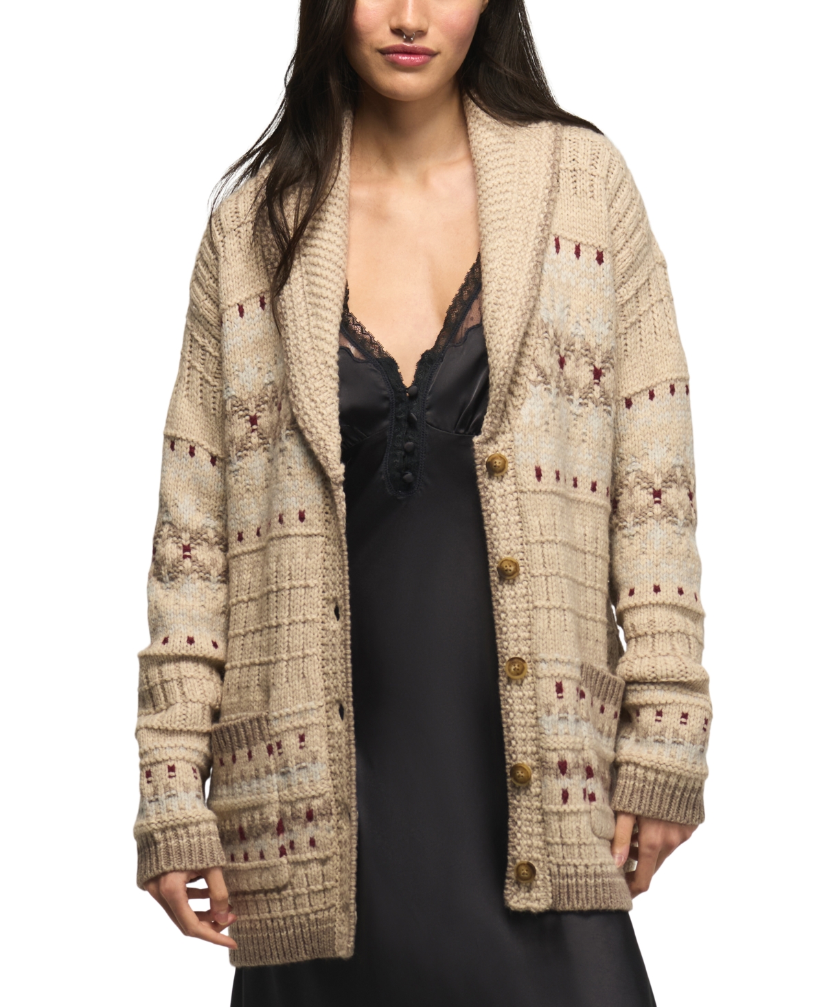 Click here for Lucky Brand Womens Shawl-Collar Fair Isle Cardigan... prices