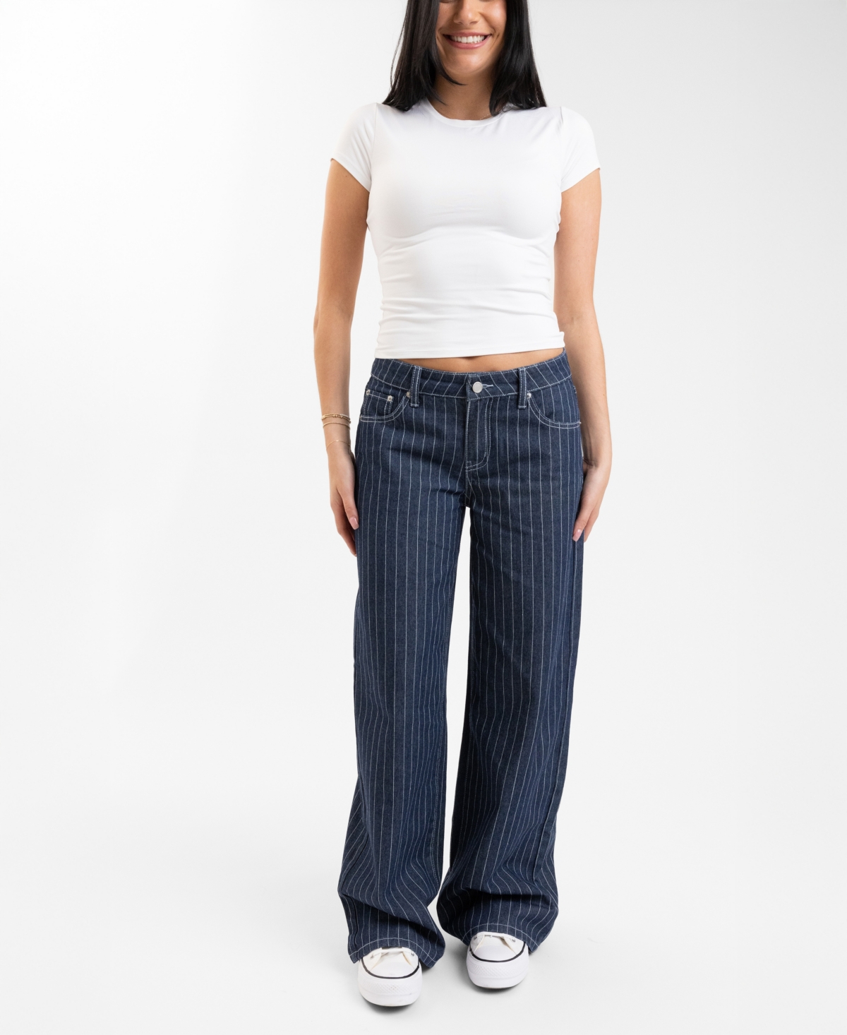 Click here for Em & Cass Womens Mid-Rise Wide-Leg Jeans - Dark Wa... prices