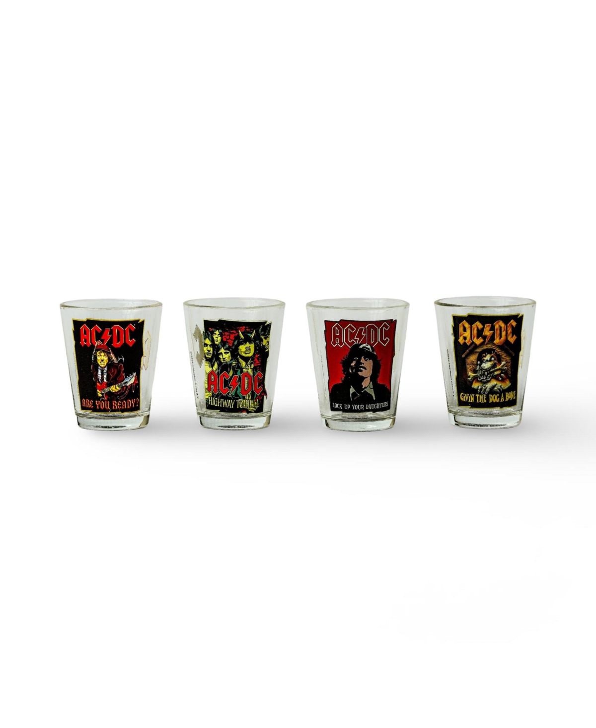 Click here for Icup  Inc. Ac/Dc Icons 4-Piece 1.5oz Shot Glass Se... prices