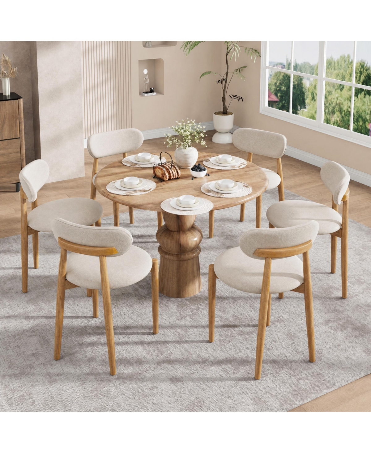Click here for homfan Fabric Upholstered Dining Chairs Set of 6 M... prices