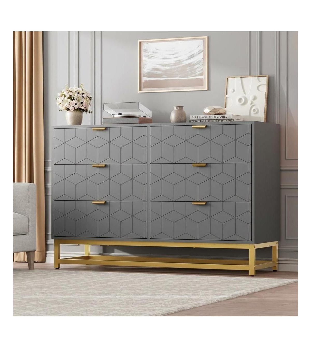 Click here for Dresser for Bedroom  6 Drawer Dresser with Metal L... prices