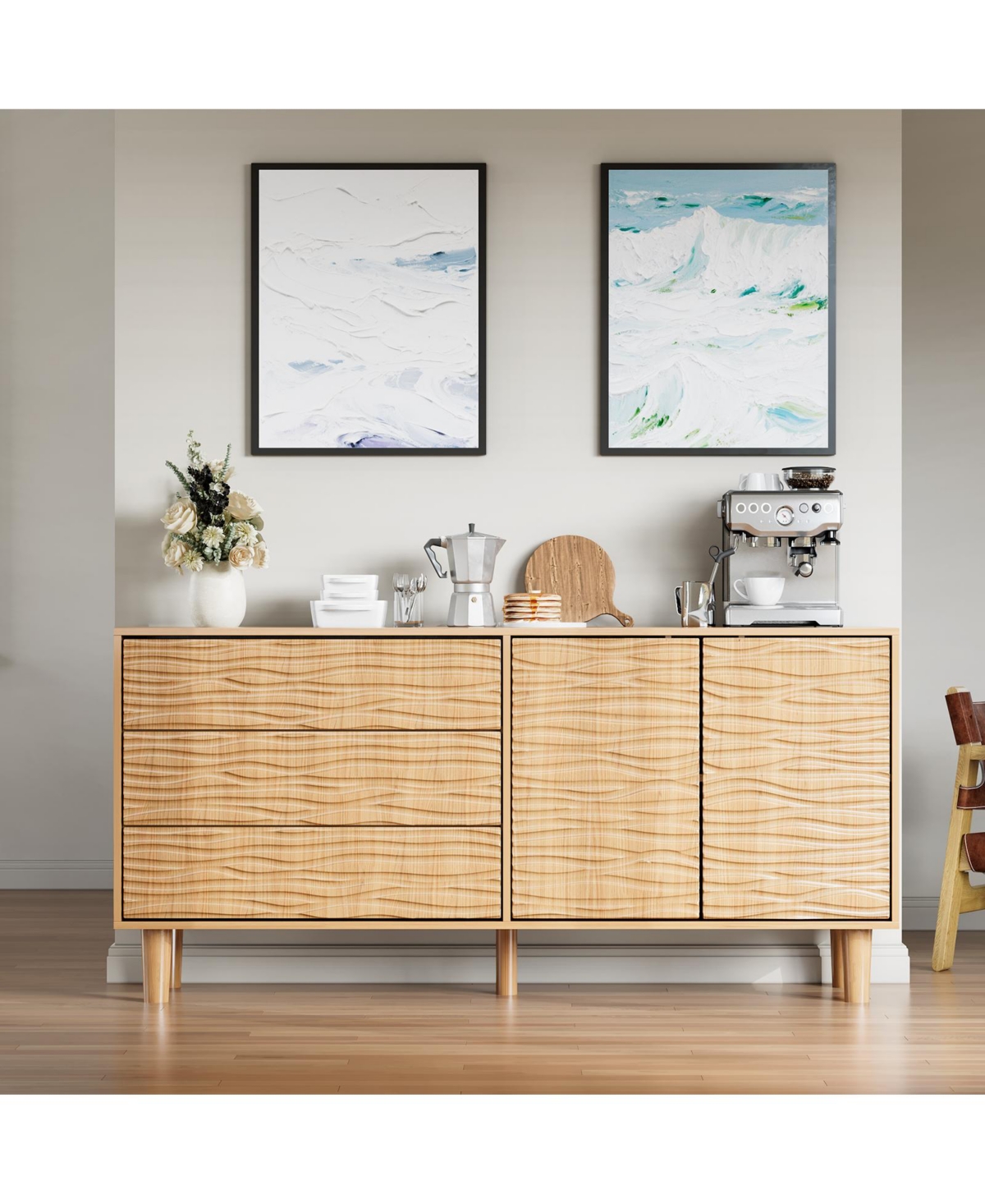 Click here for 61 Modern Teak Natural Color Fluted Sideboard Buff... prices