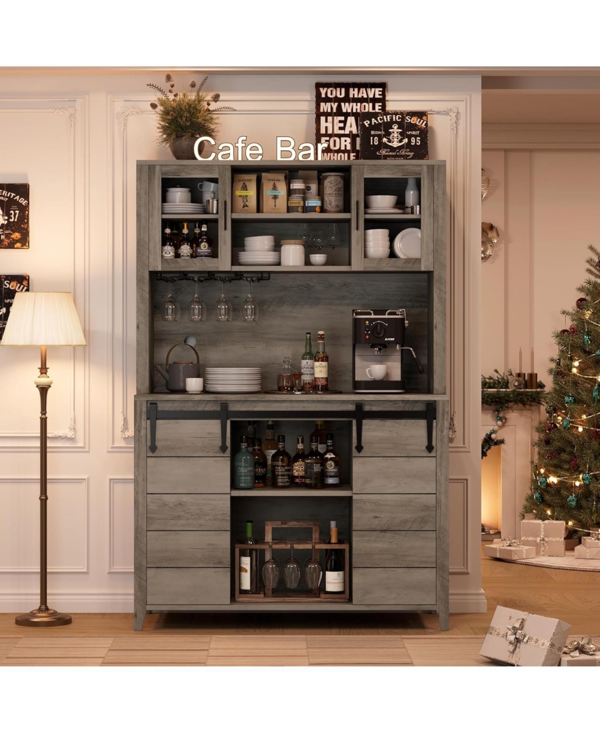 Click here for 70 in Tall Farmhouse Coffee Bar Cabinet  Kitchen H... prices