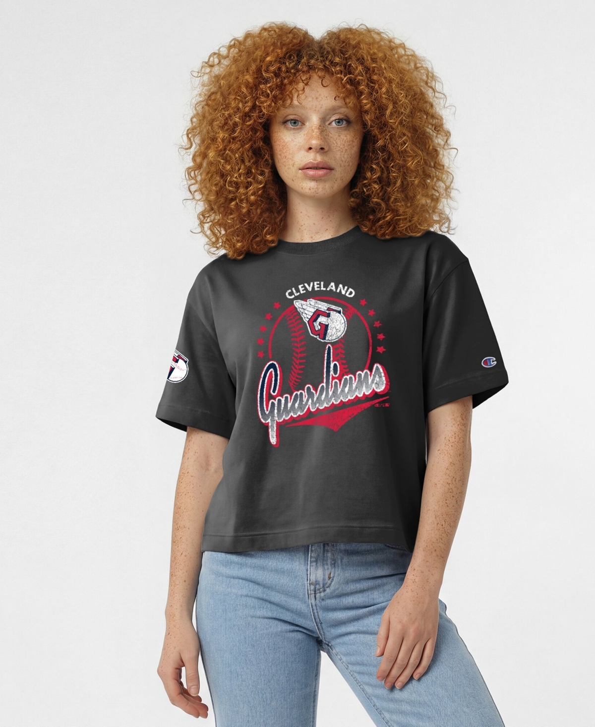 Click here for Champion Womens Cleveland Guardians Graphic Oversi... prices