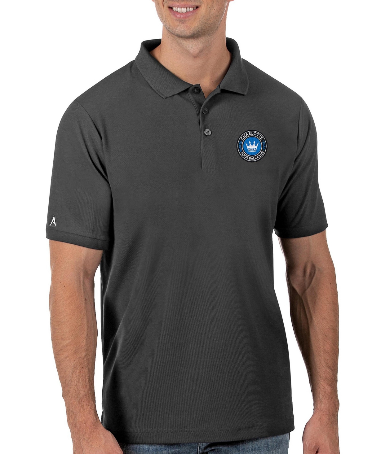 Click here for Antigua Mens Silver Charlotte Fc Legacy Pique Polo... prices