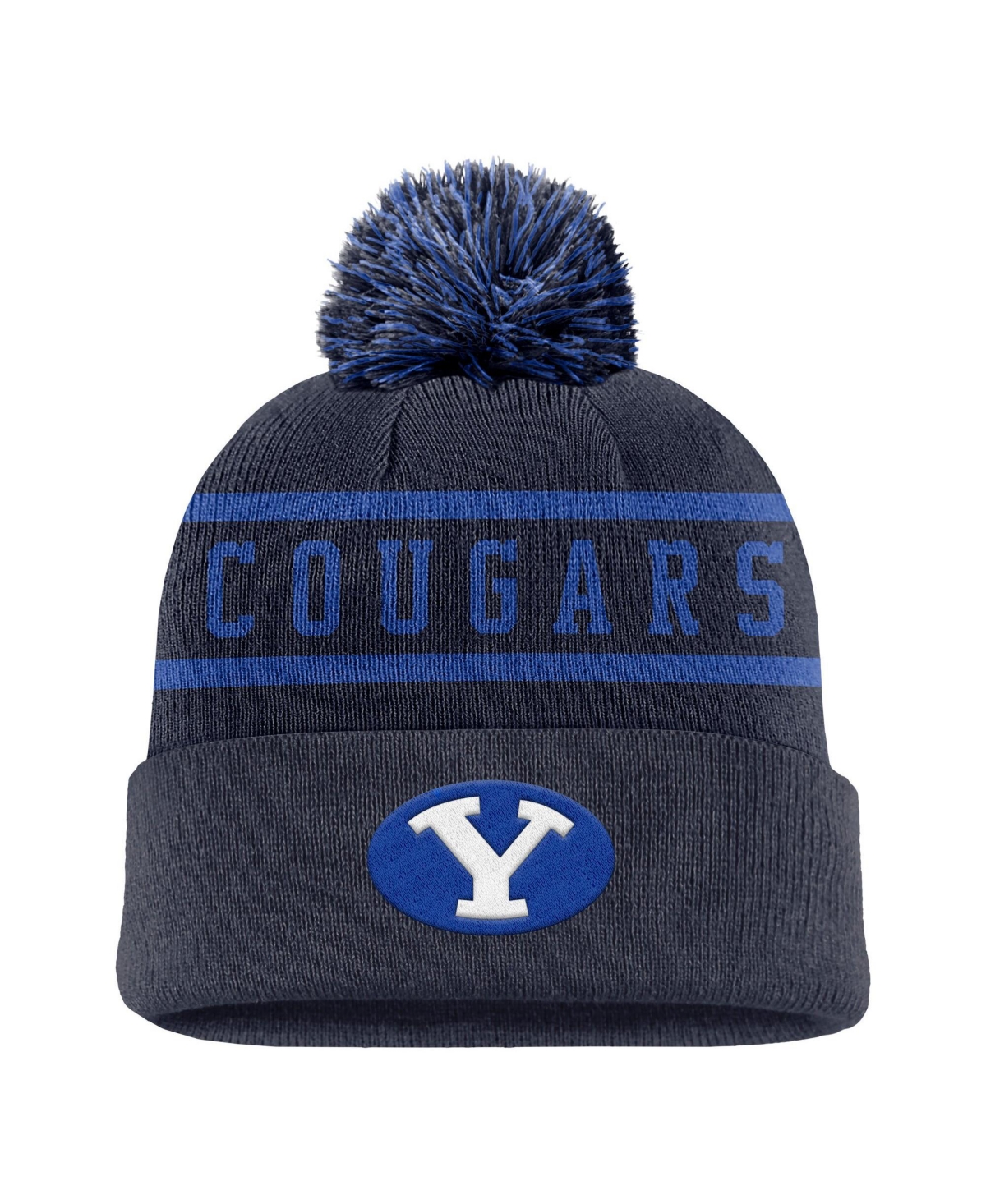 Click here for Nike Mens Navy Byu Cougars Peak Cuffed Pom with Kn... prices