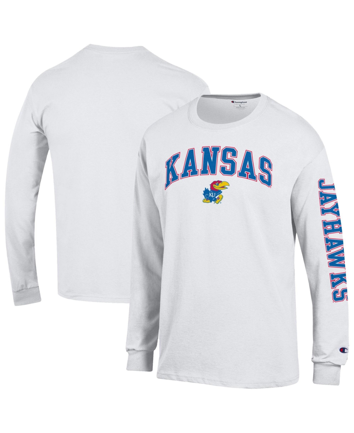 Click here for Champion Mens White Kansas Jayhawks Arch Over Logo... prices