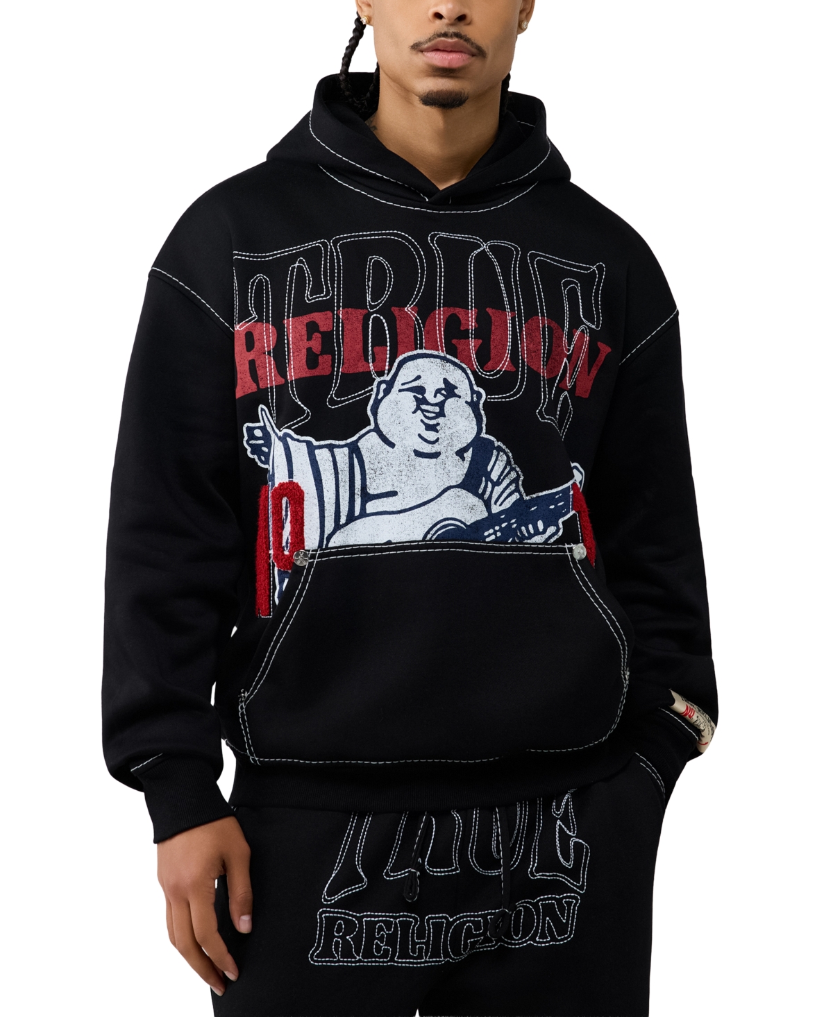 Click here for True Religion Mens Buddha Logo Graphic Hoodie - Je... prices