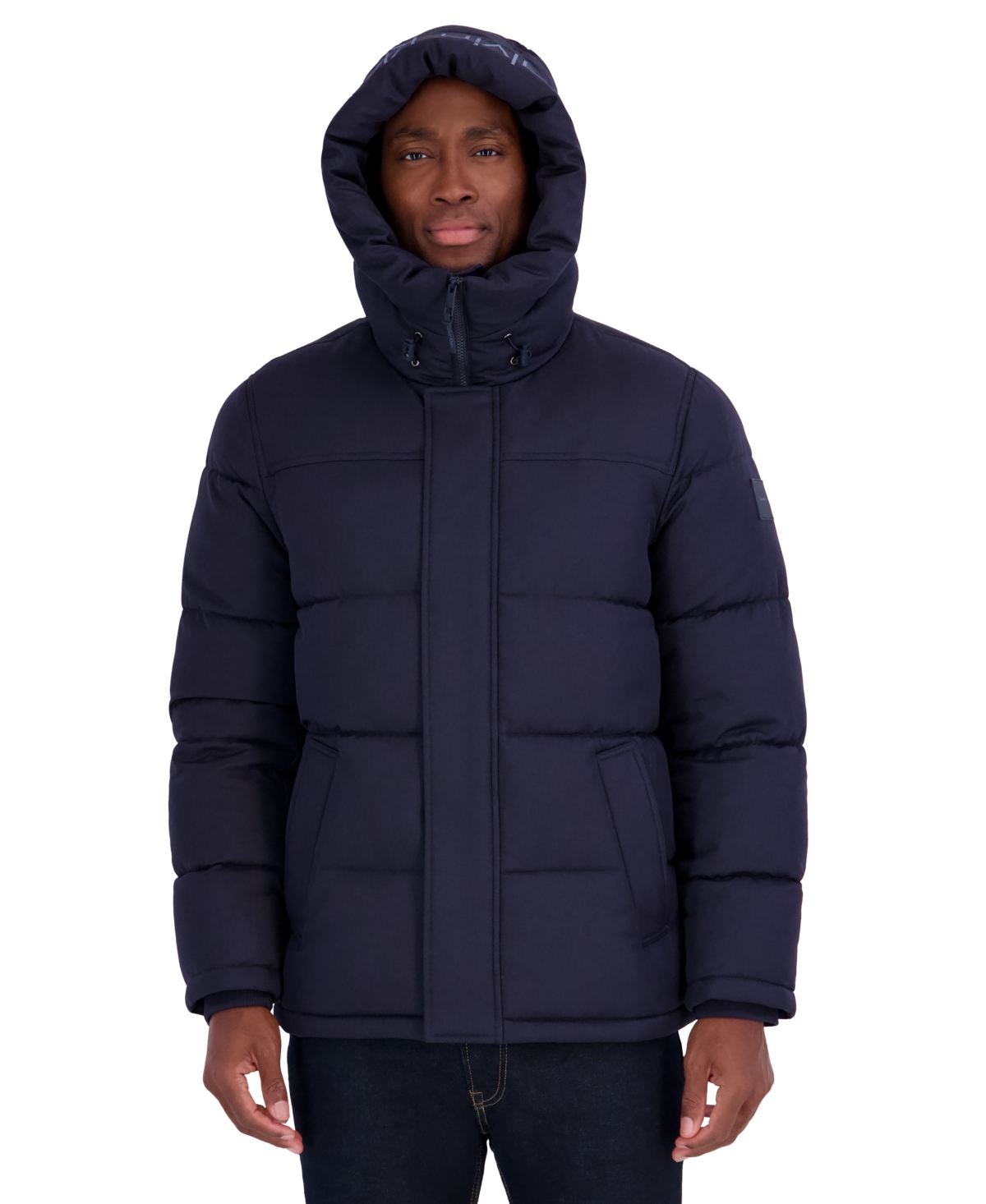 Click here for Calvin Klein Mens Miles Hooded Puffer Jacket - Bla... prices