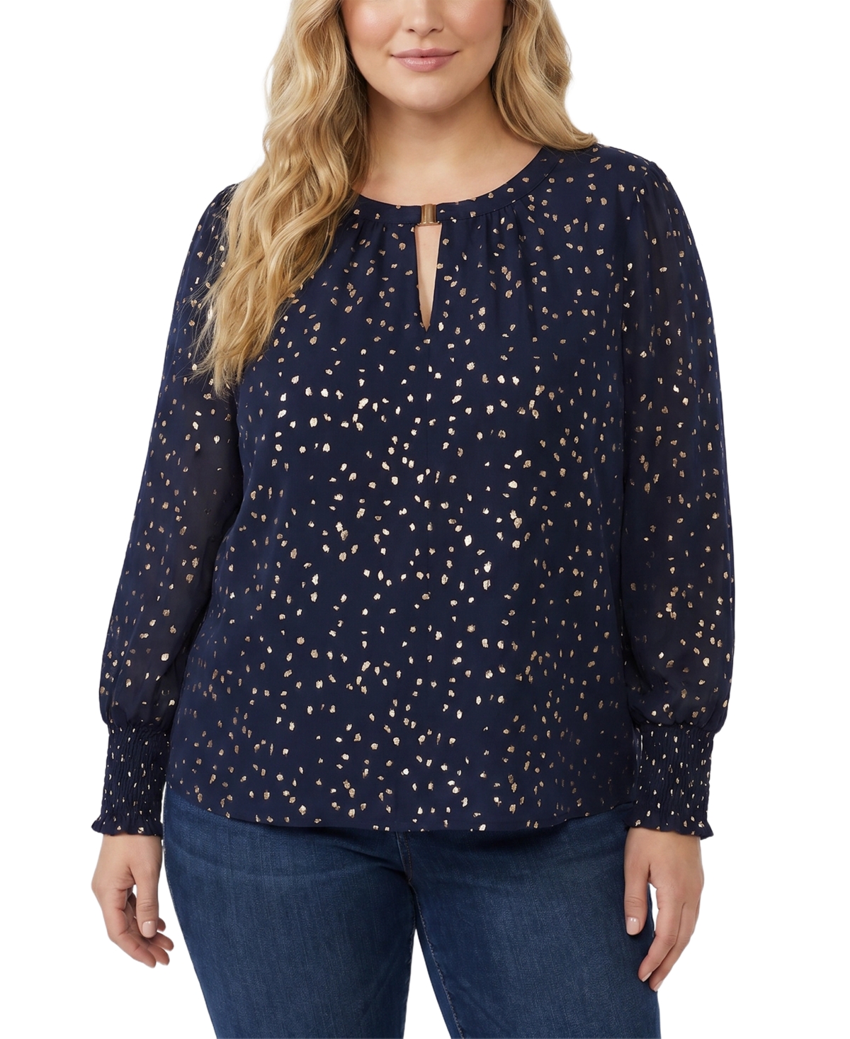 Click here for Ny Collection Plus Size Metallic-Dot Long-Sleeve S... prices