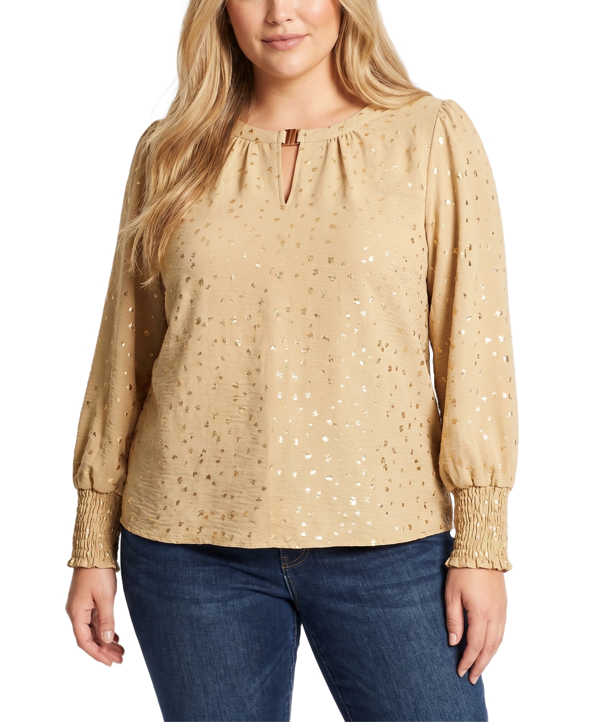 Click here for Ny Collection Plus Size Metallic-Dot Long-Sleeve S... prices