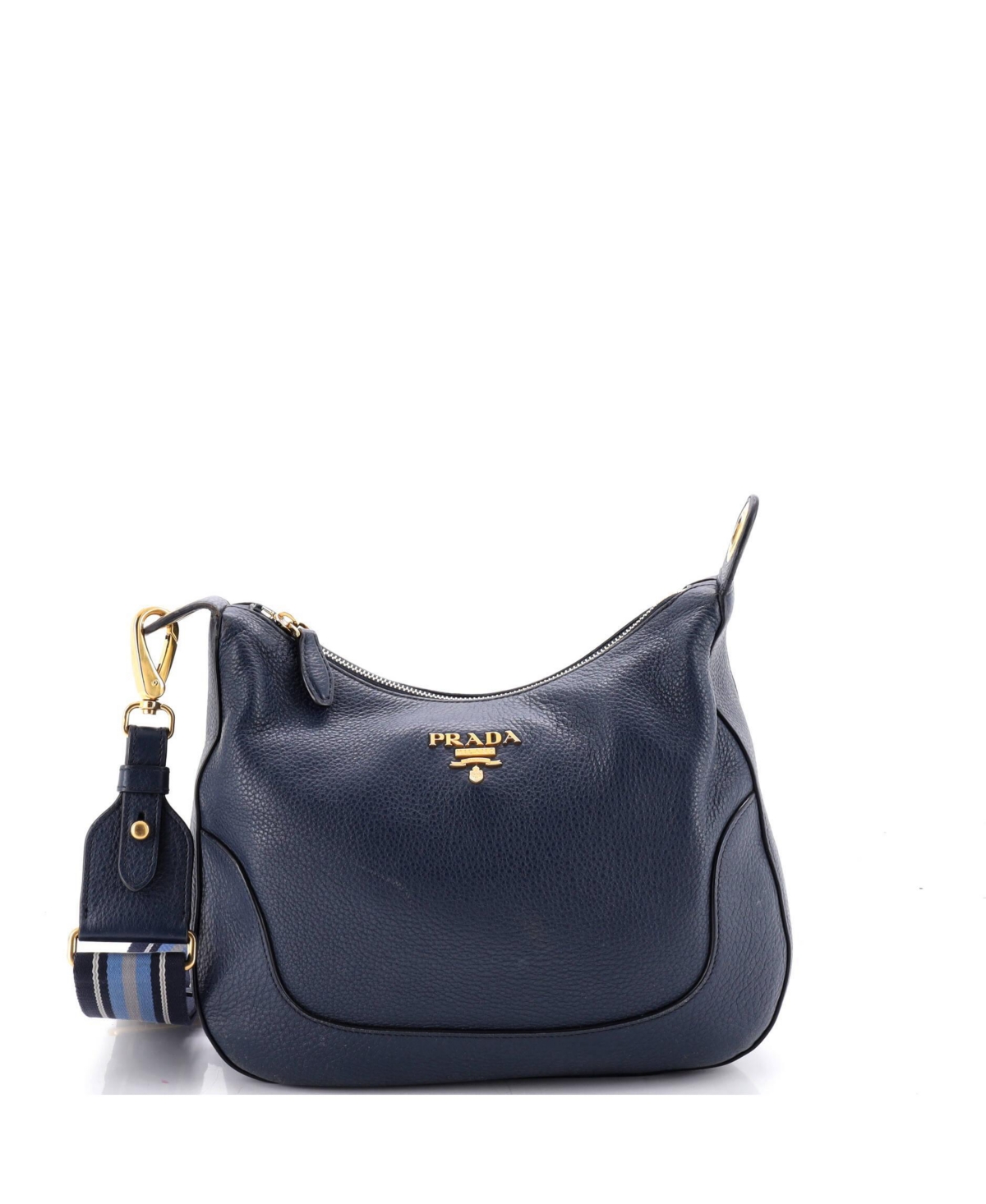 Click here for Pre-Owned Prada Medium Striped Strap Zip Hobo Vite... prices
