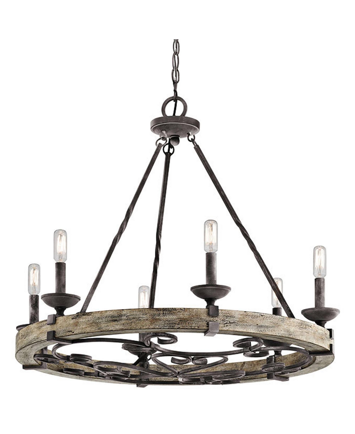 Click here for Kichler Taulbee 28 1/2 Aged Zinc 6-Light Wagon Whe... prices