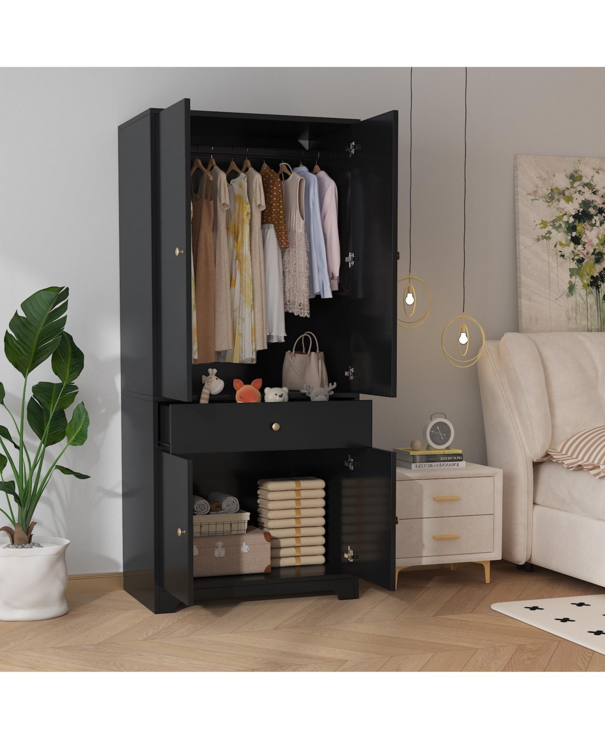 Click here for 71 Modern Wooden Armoire Wardrobe with Drawer  4 D... prices