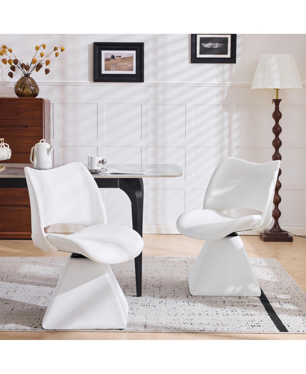 Click here for Flynama Set of 2 Swivel Dining Chairs  Faux Leathe... prices