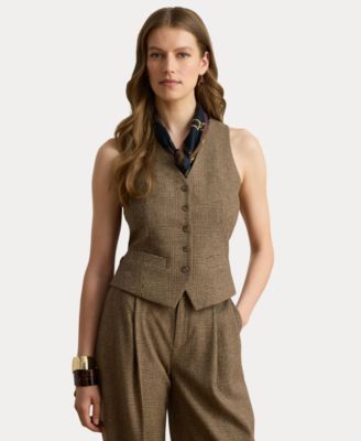 Click here for Lauren Ralph Lauren Womens Glen Plaid V Neck Vest prices