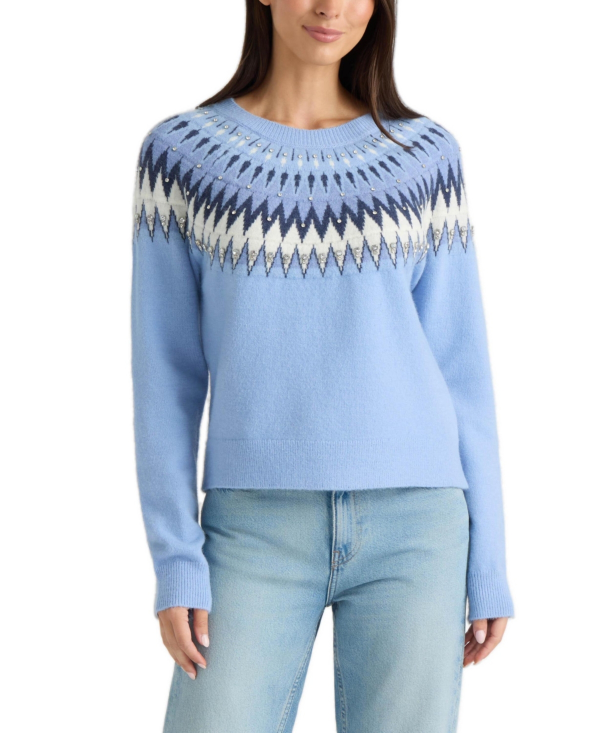 Click here for Ellen Tracy Womens Fair Isle Sweater with Rhinesto... prices