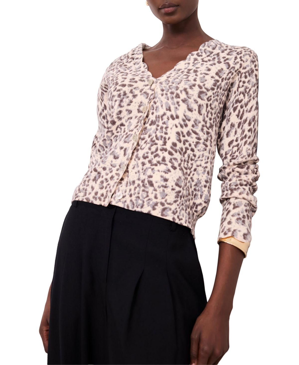 Click here for Mint Velvet Womens Leopard Print Scallop Trim Card... prices