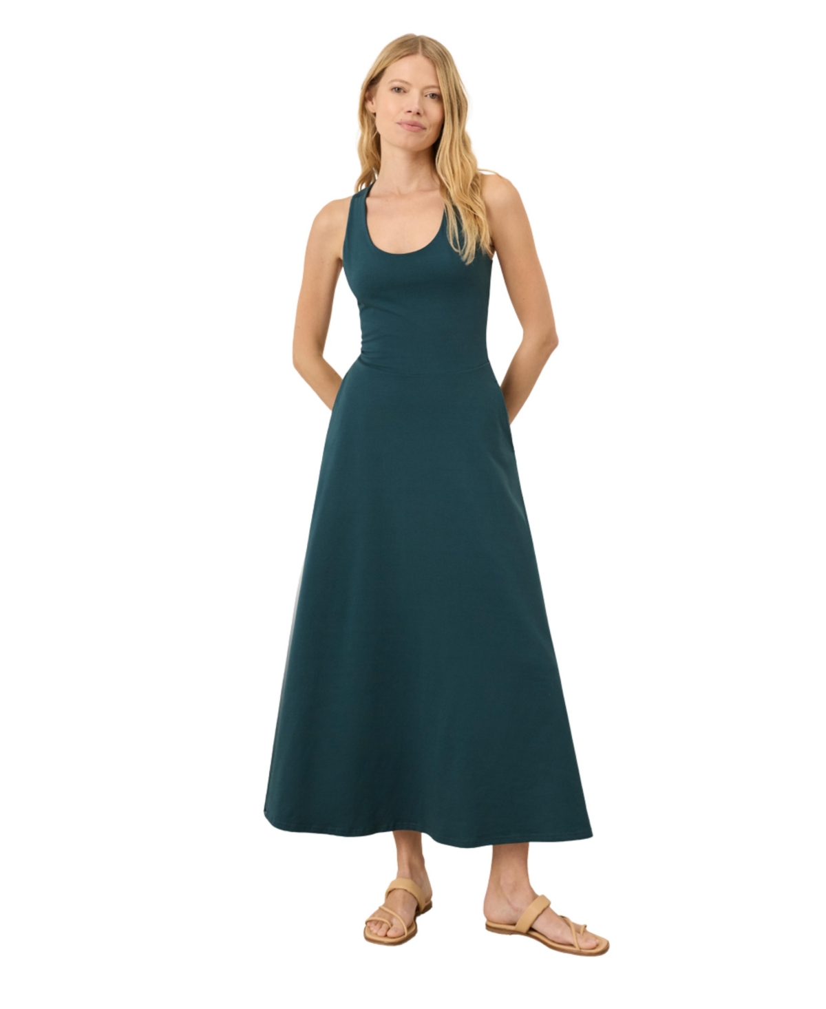 Click here for Pact Womens Fit & Flare Open Back Maxi Dress Made... prices