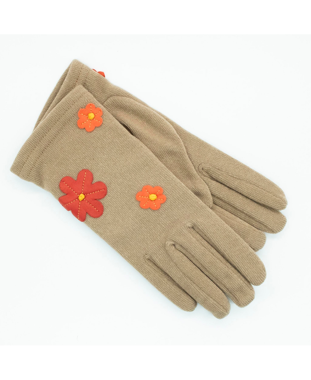 Click here for Portolano Microjersey Flowers Gloves - Taupe prices