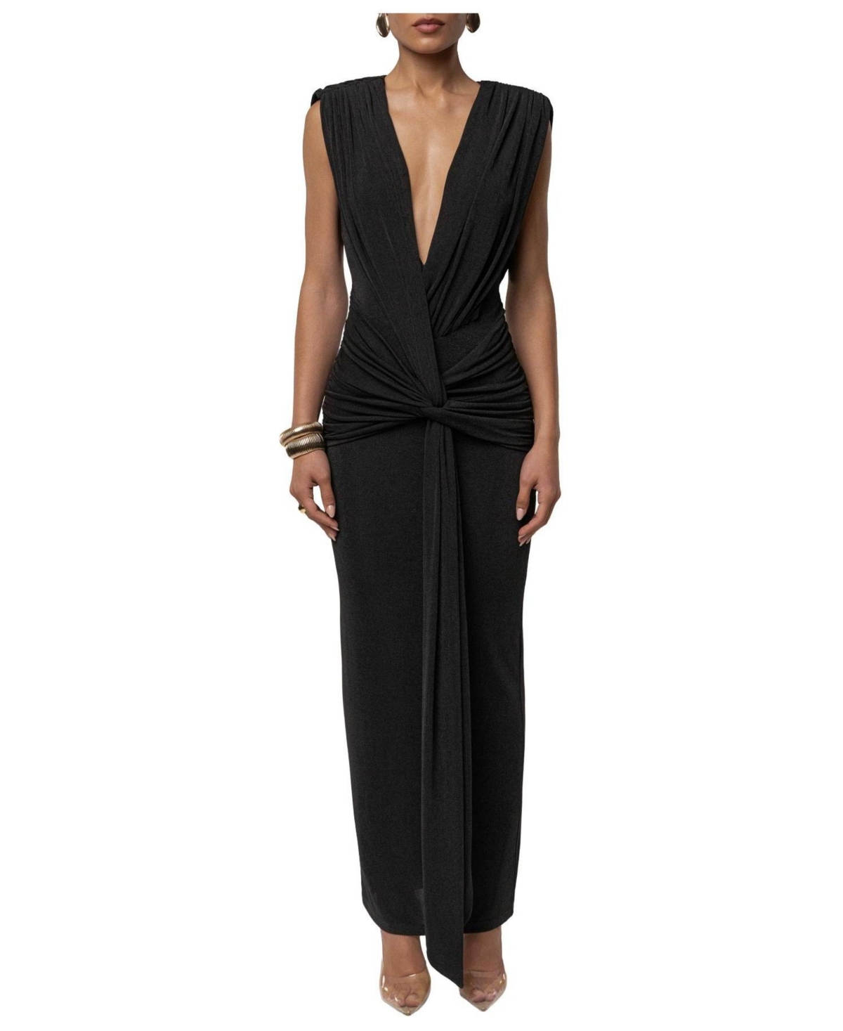 Click here for Jluxlabel Womens Palma Plunge V-Neck Ruched Sleeve... prices