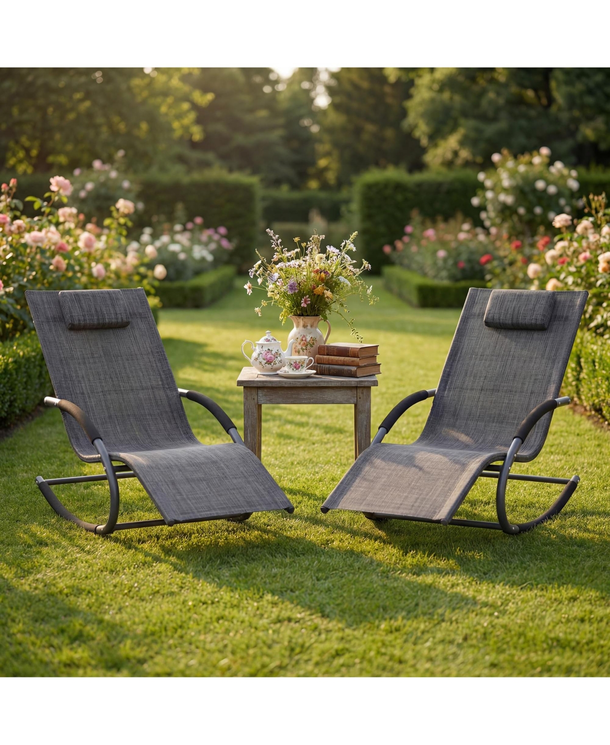 Click here for gaomon Outdoor Lounge Chair Set of 2 Patio Recline... prices