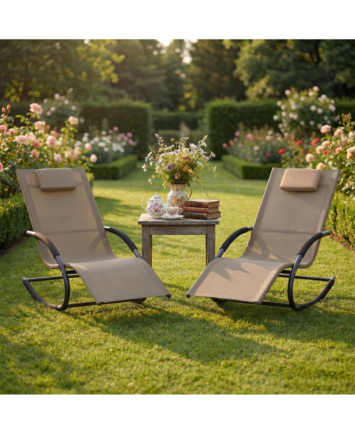 Click here for gaomon Outdoor Lounge Chair Set of 2 Patio Recline... prices