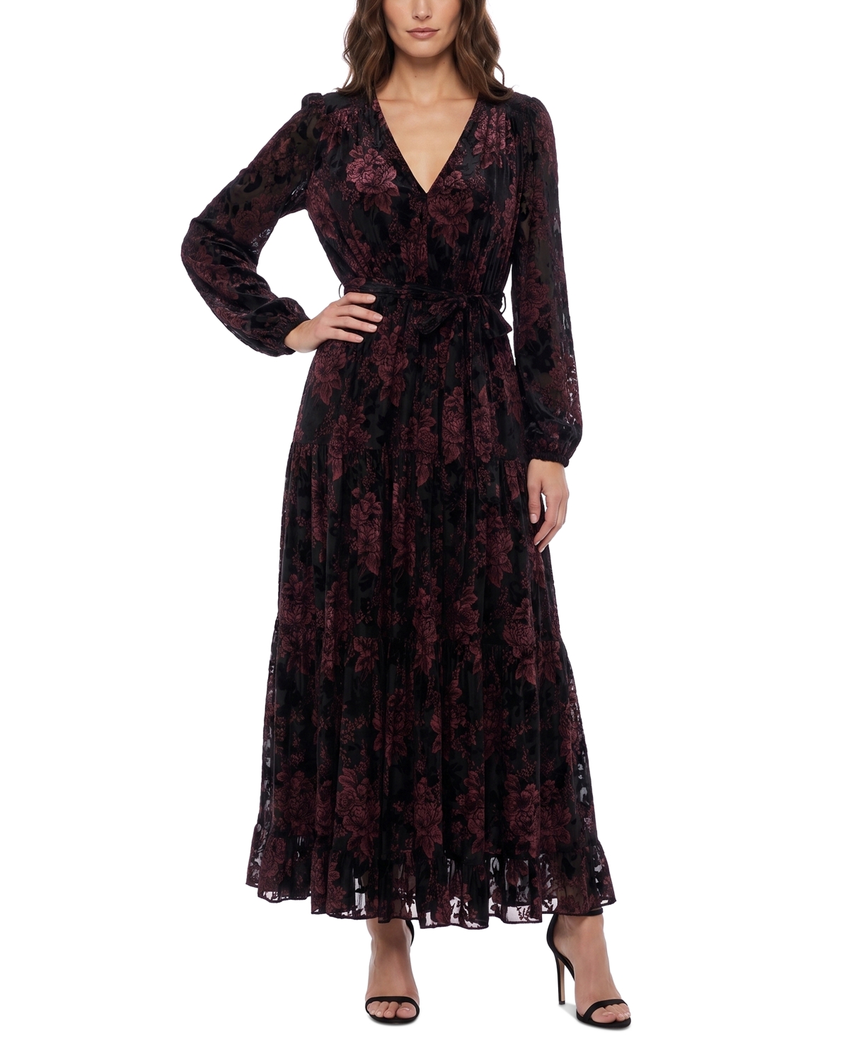 Click here for Taylor Womens Floral-Print Puff-Sleeve Fit & Flare... prices