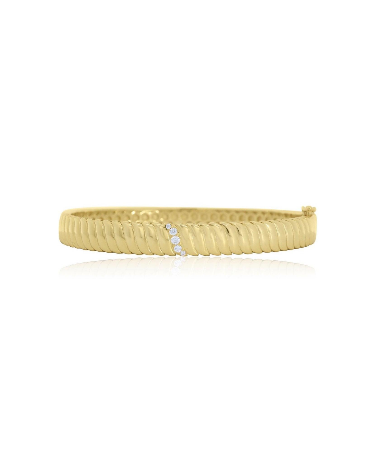 Click here for The Lovery Cz Accent Wave Bangle 14K Gold-Plated S... prices
