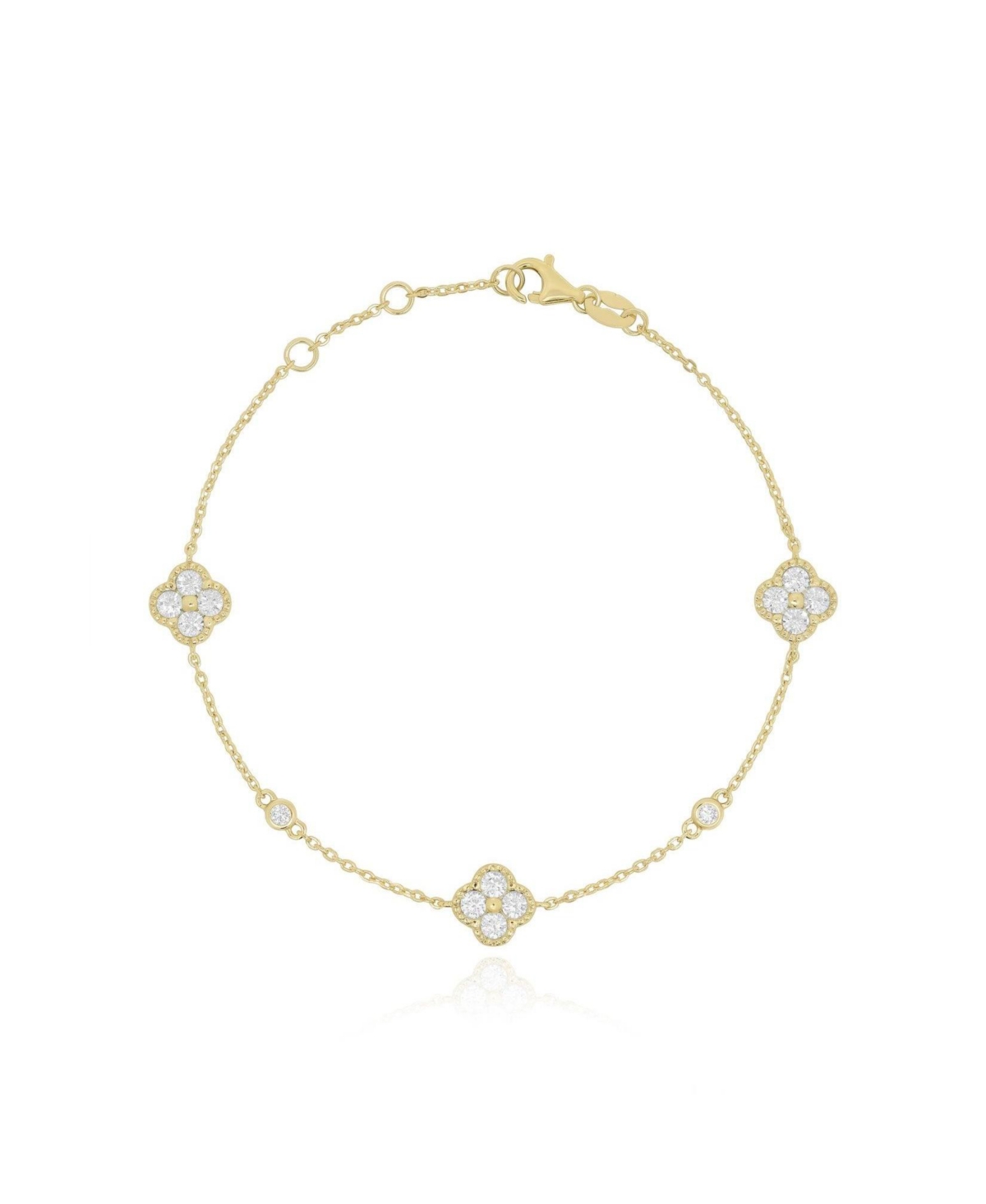 Click here for The Lovery Cz Clover Trio Bracelet 14K Gold Plated... prices