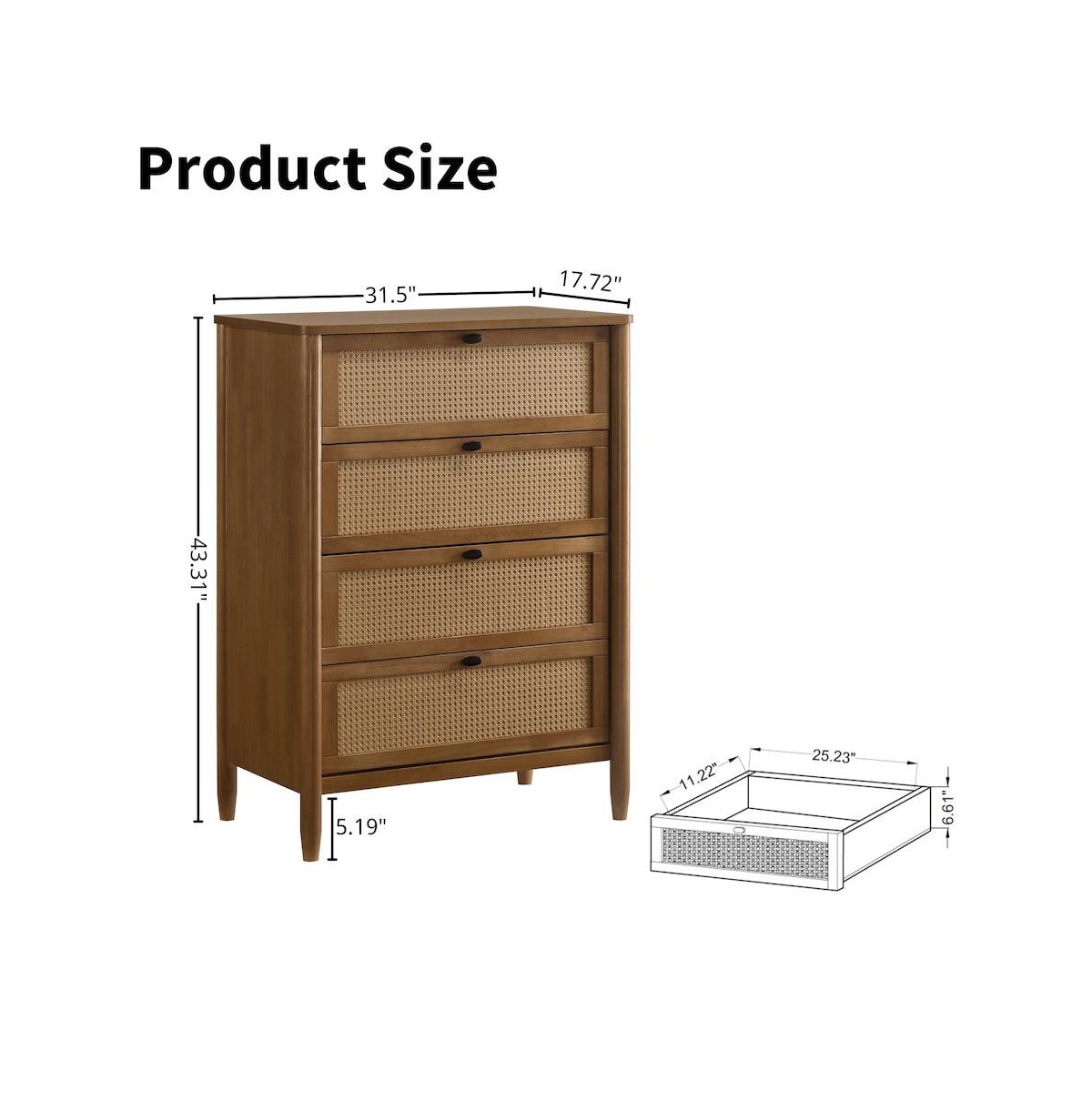 Click here for Roundhill Furniture Vichy Wood and Rattan 5-Drawer... prices