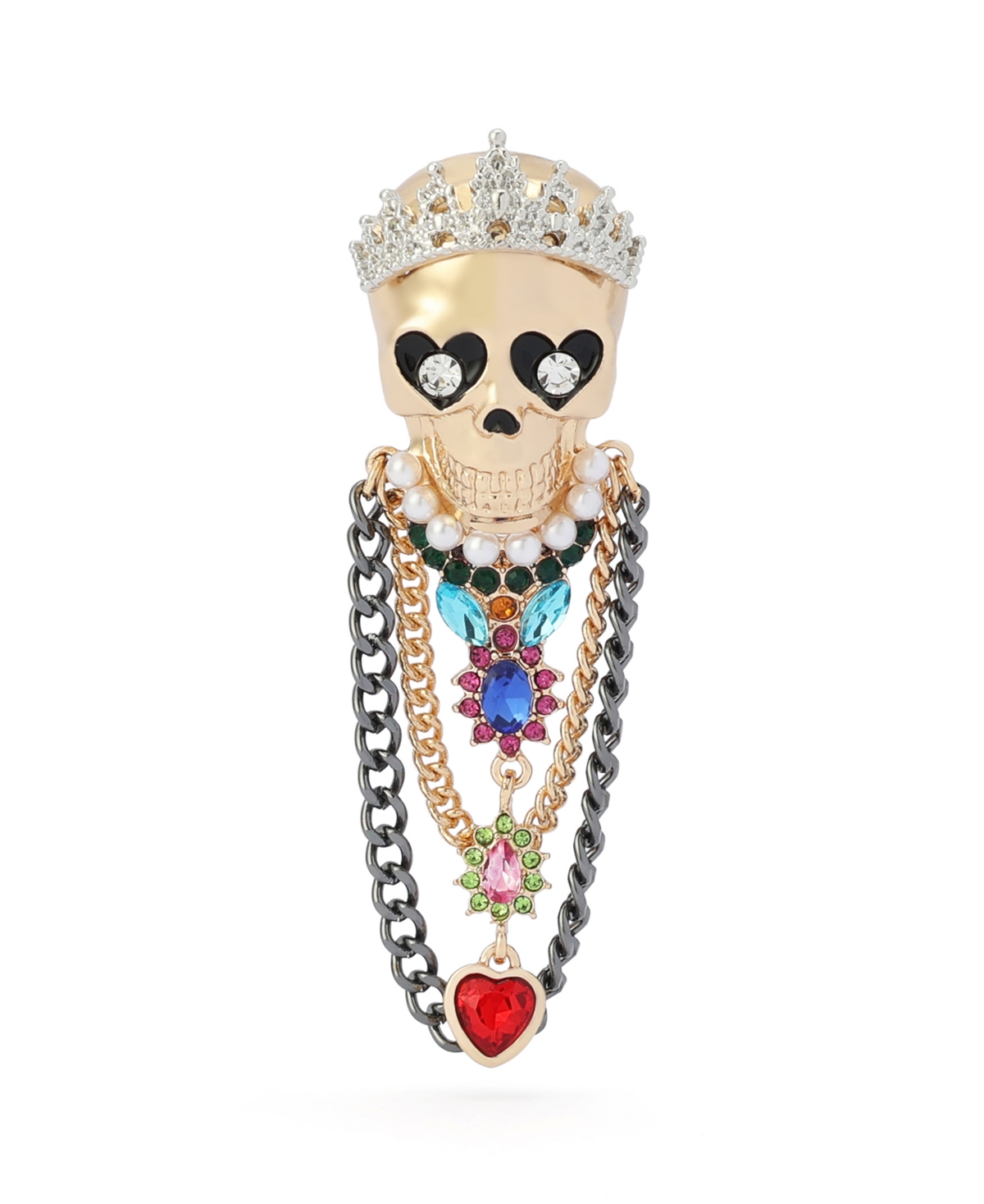 Click here for Betsey Johnson Faux-Stone Queen Skull Brooch - Mul... prices