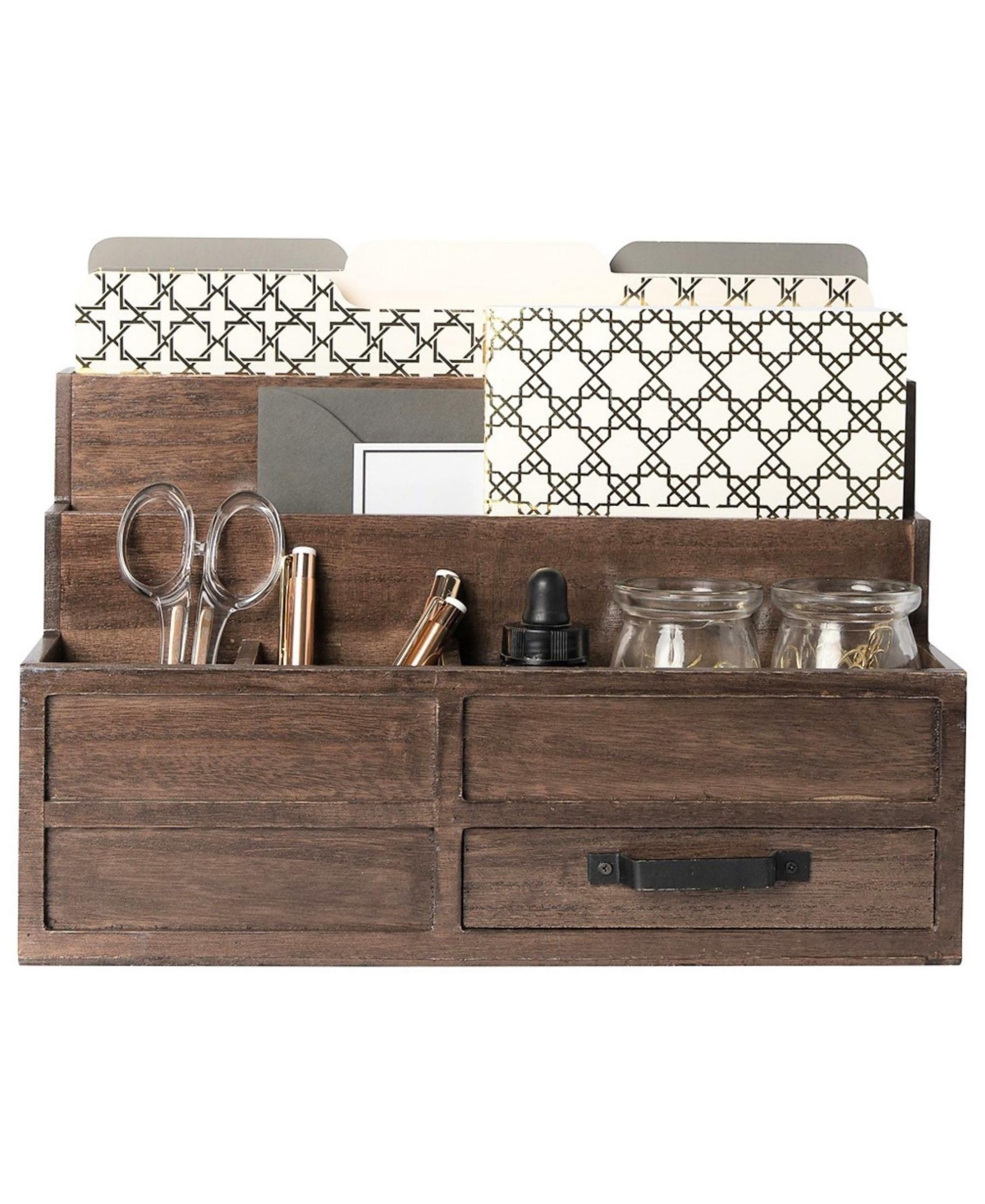 Click here for Danrong Rustic Wood Desktop Mail Organizer With Dr... prices