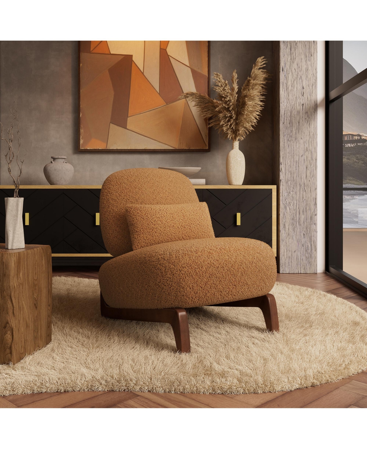 Click here for Morden Fort Cloud-Soft Caramel Boucle Armless Acce... prices