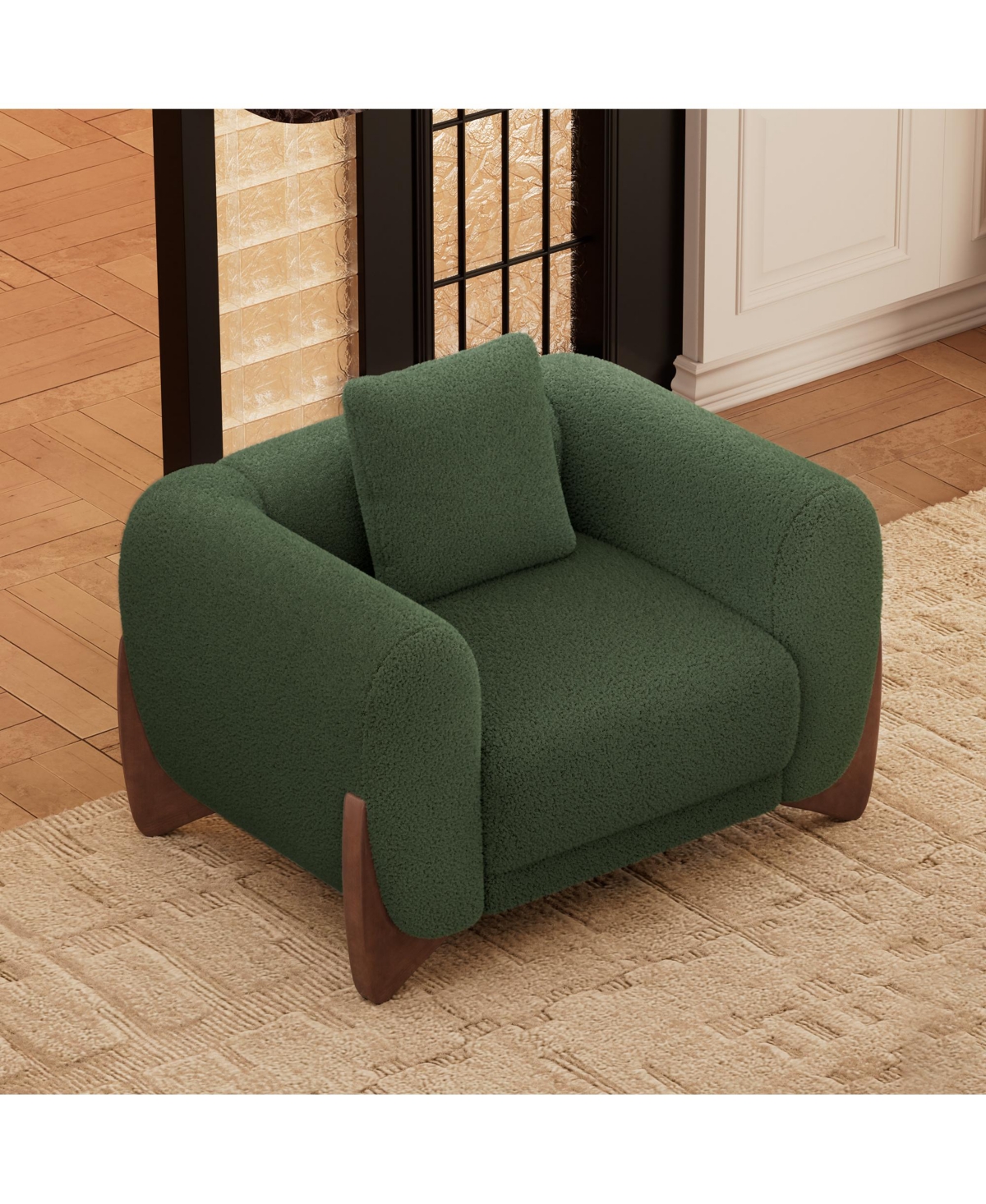 Click here for Morden Fort Contemporary Sherpa Boucle Accent Arm... prices