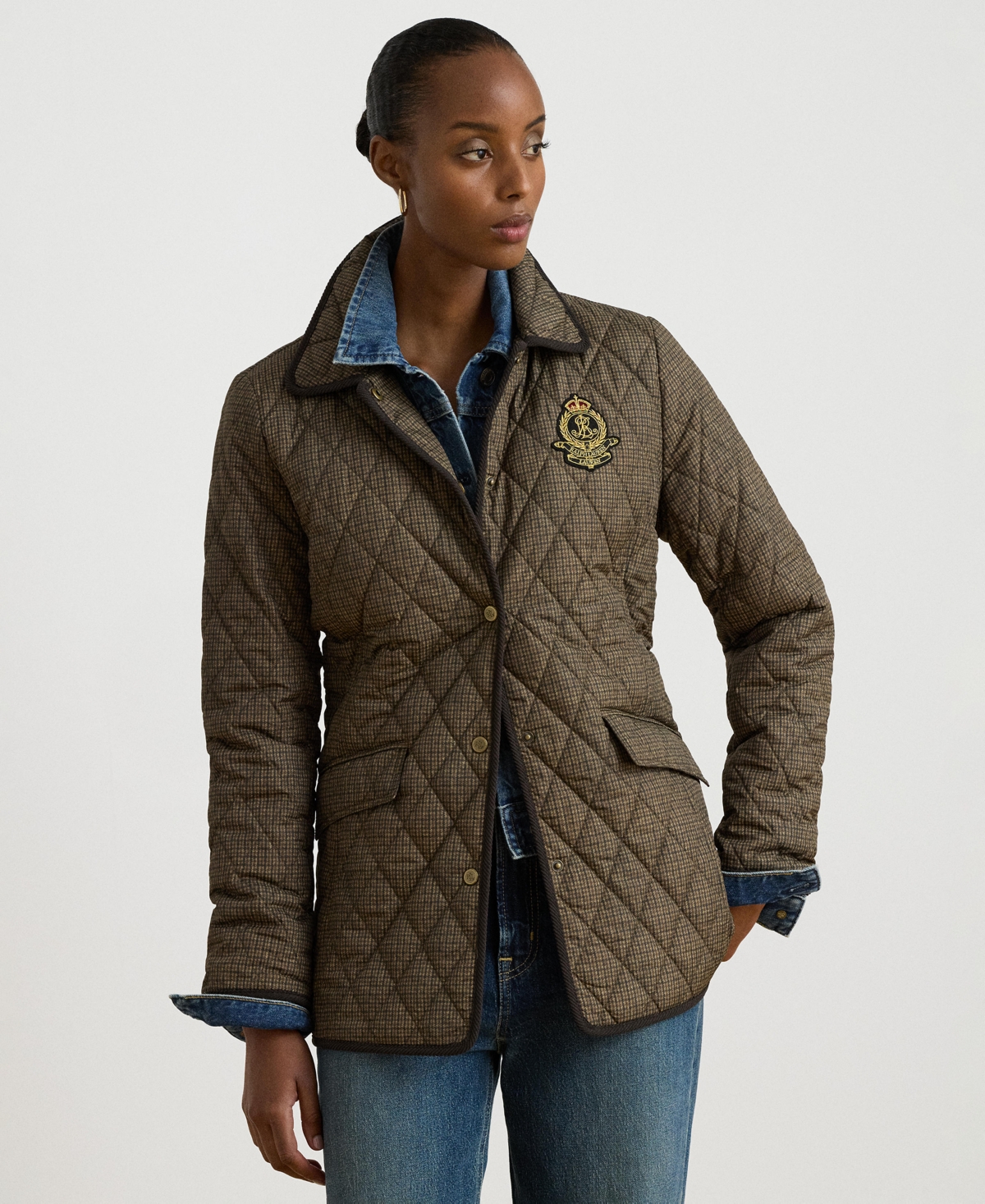 Click here for Lauren Ralph Lauren Womens Crest Quilt - Brown Min... prices