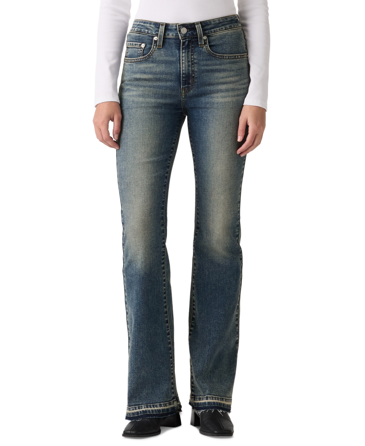 Click here for Levis Womens 726 High Rise Slim Fit Flare Jeans -... prices