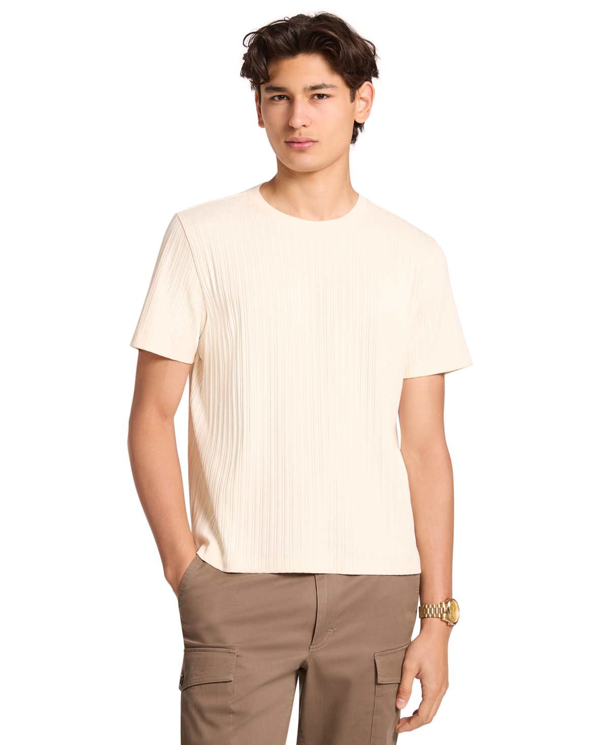 Click here for Michael Kors Mens Variegated-Rib Crewneck T-Shirt... prices