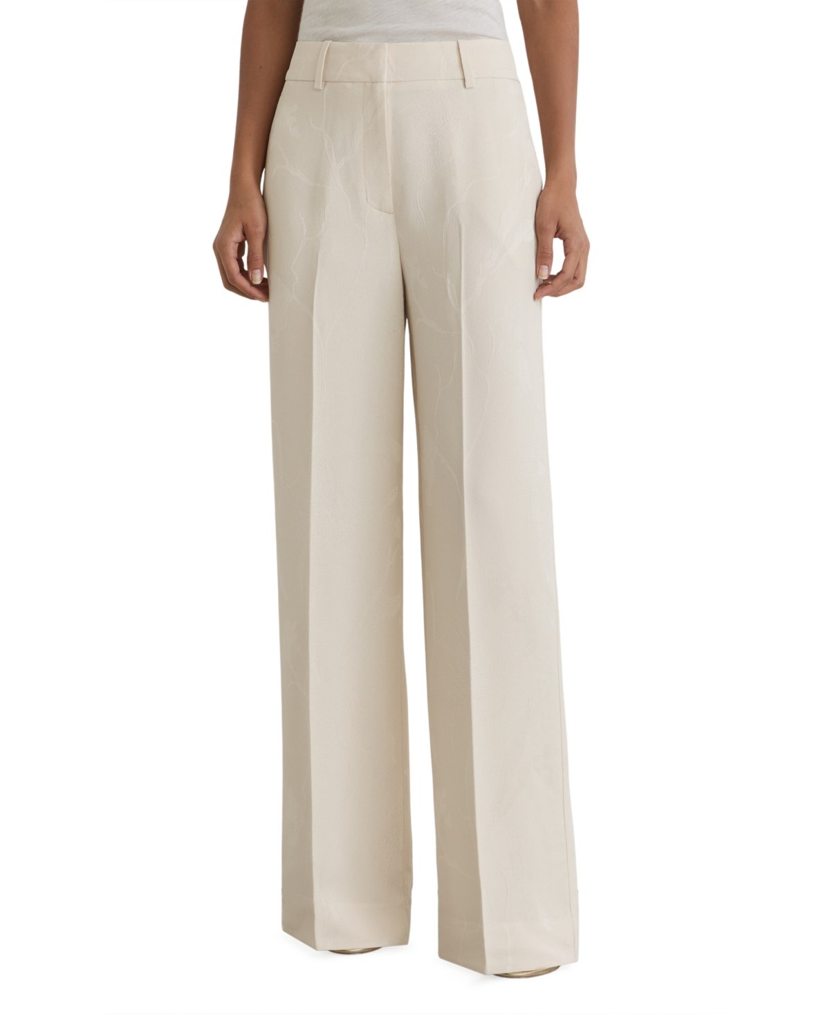 Click here for Reiss Womens Jacquard Wide-Leg Suit Trouser Pants... prices