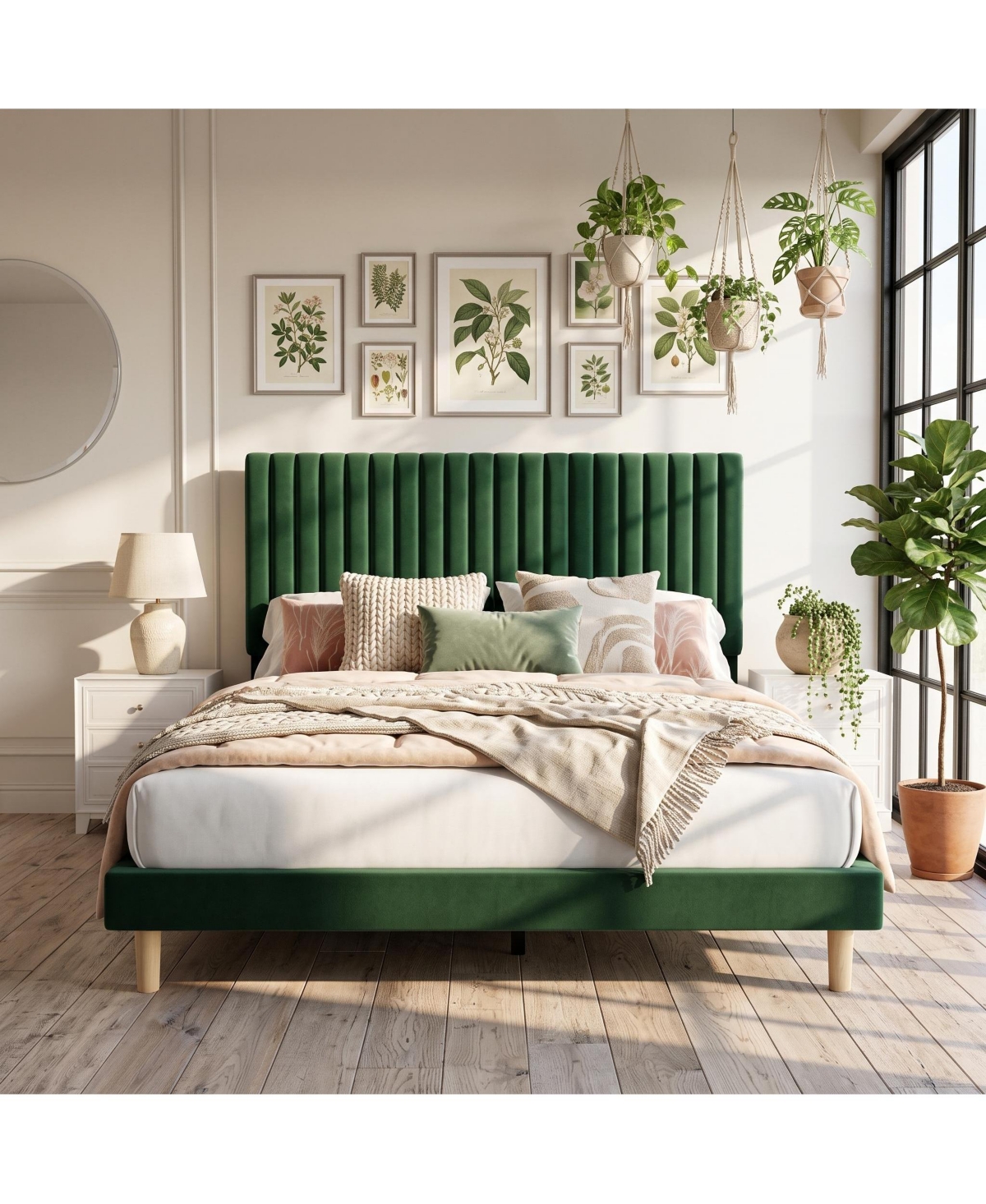 Click here for Gaomon Velvet Upholstered Platform Bed Frame with... prices