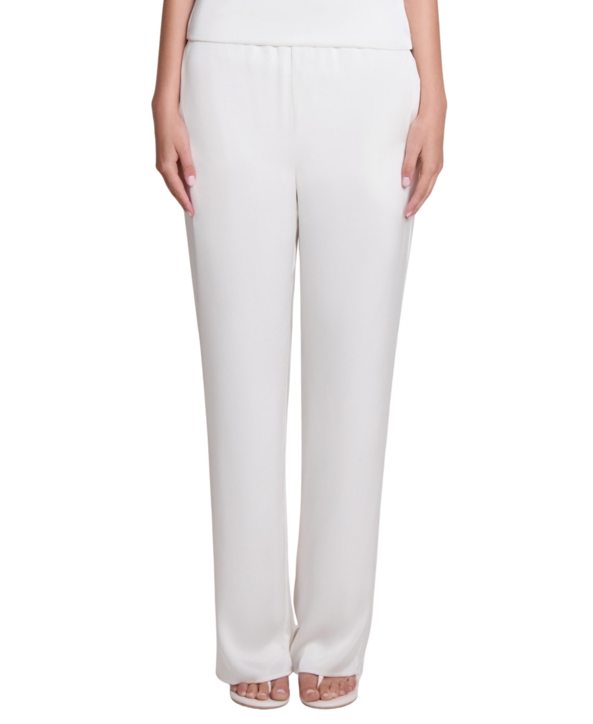 Click here for Leau Womens Soho Satin Straight Leg Pants - White prices