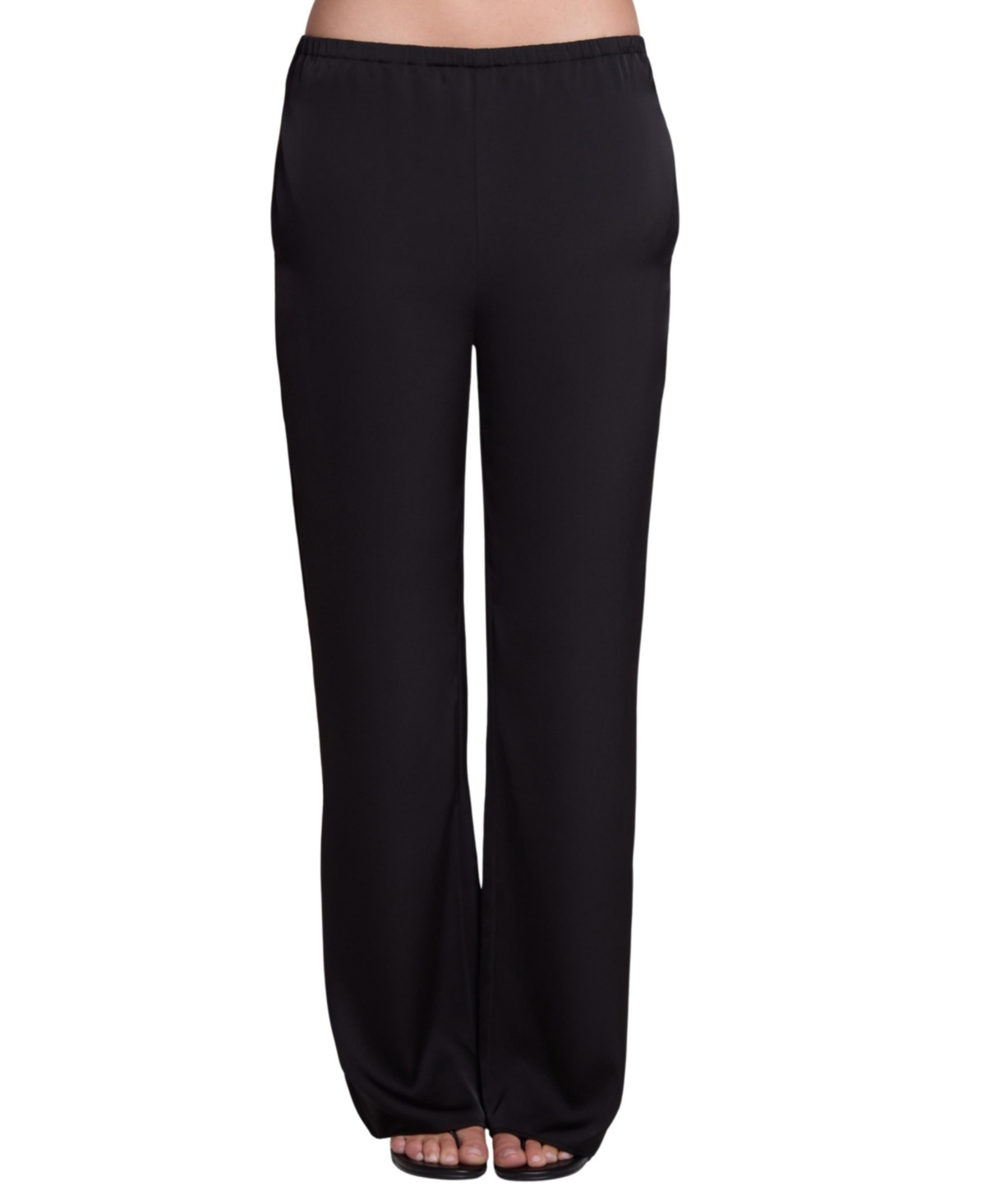 Click here for Leau Womens Soho Satin Straight Leg Pants - Black prices