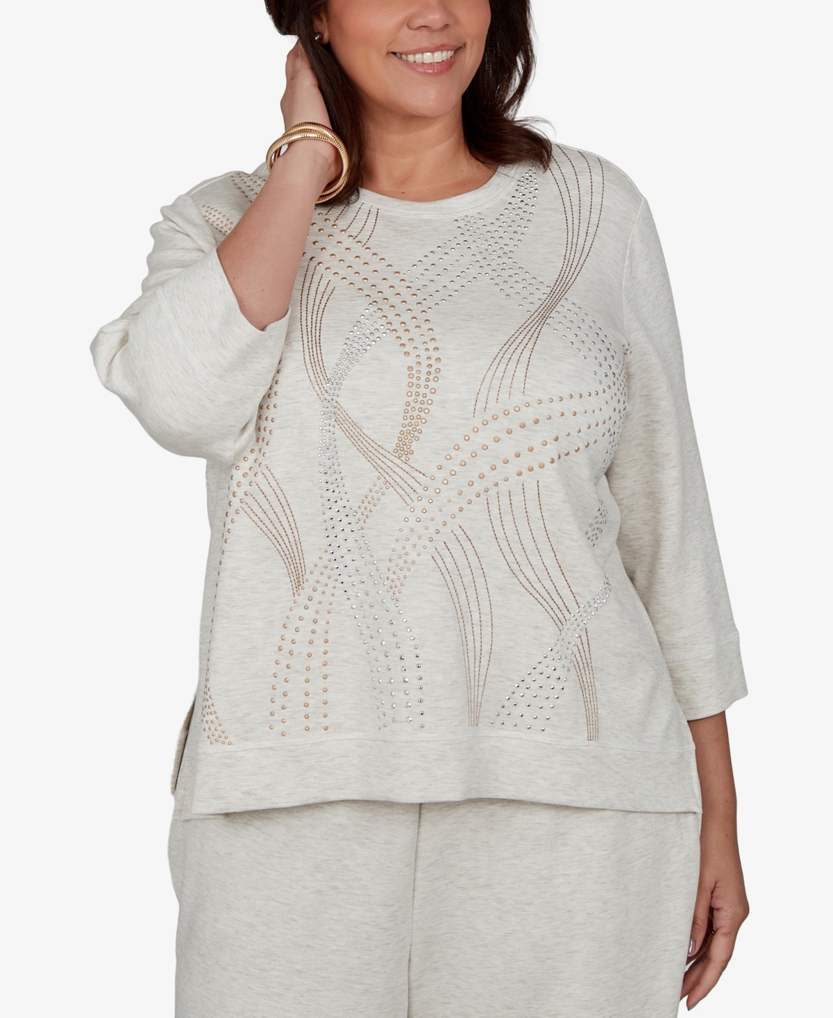Click here for Alfred Dunner Plus Size 3/4-Sleeve Crewneck Knit T... prices