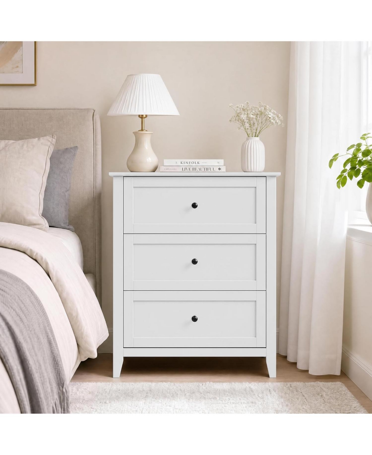 Click here for Gaomon 27.5 White 3-Drawer Dresser with Lacquered... prices