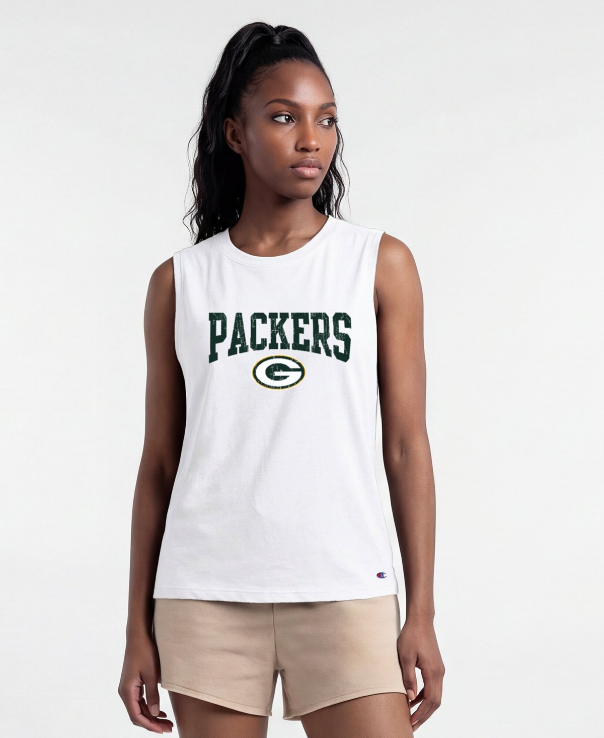 Click here for Champion Womens Green Bay Packers Sleeveless Distr... prices