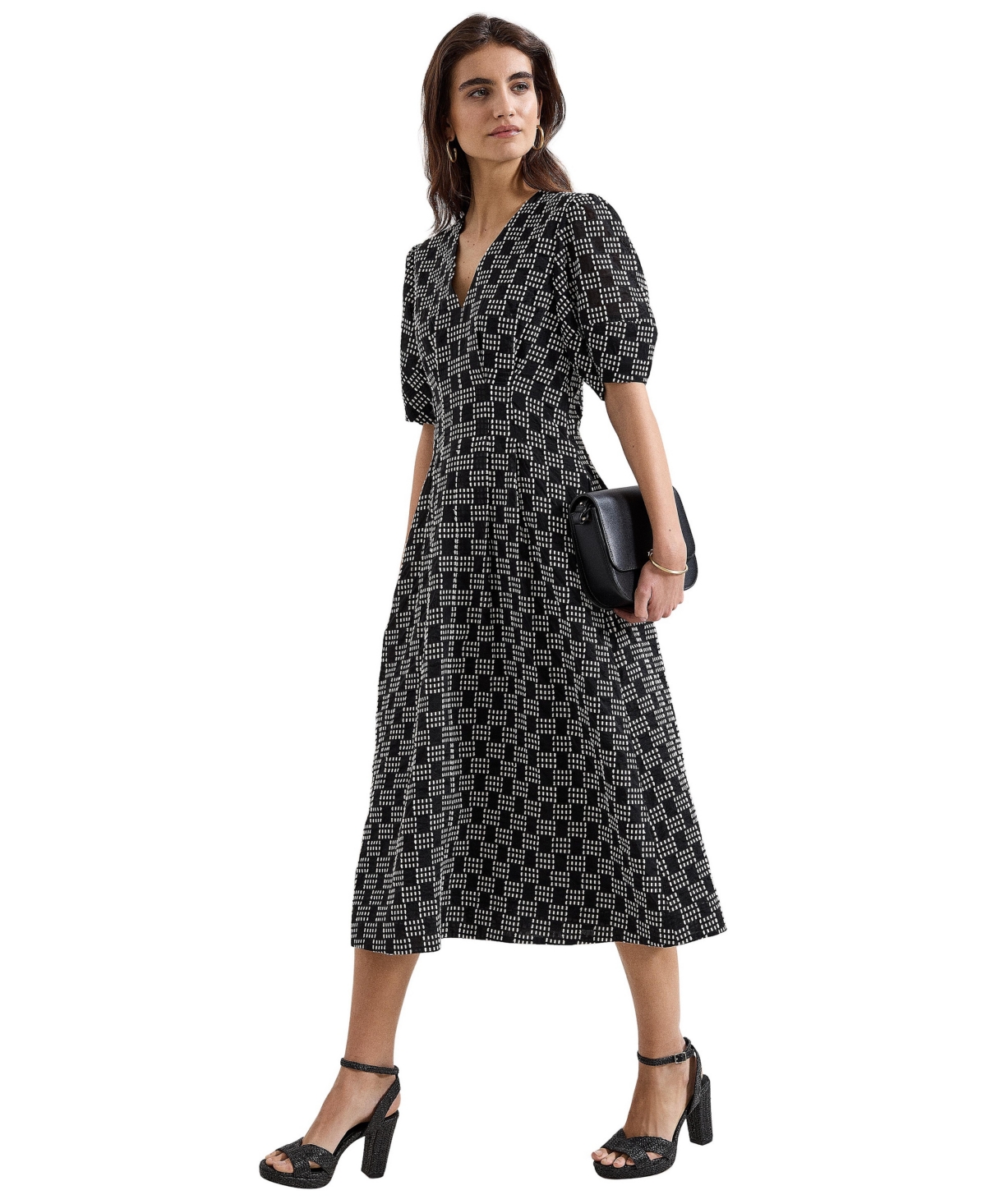Click here for Phase Eight Womens Yasmine V-Neck Printed A-Line D... prices